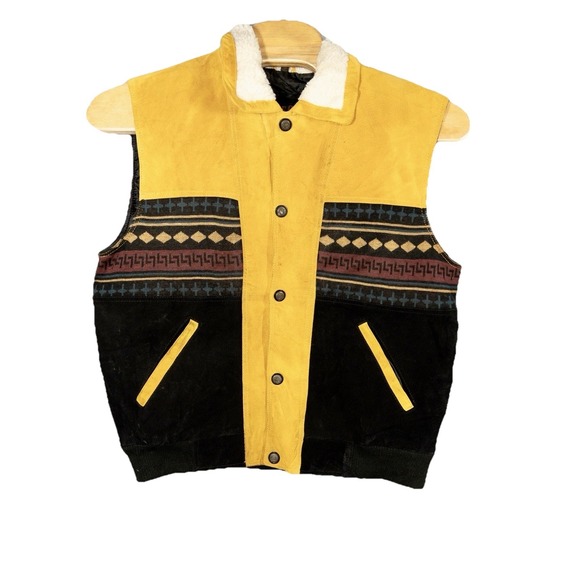 Guide Gear | Jackets & Coats | Vtg Leather Sherpa Aztec Navajo Tribal ...